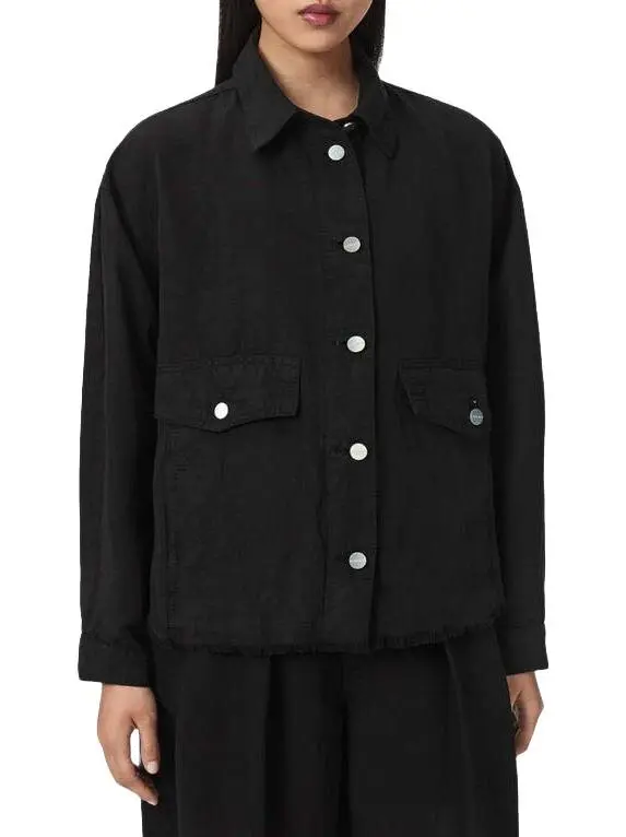 ALLSAINTS Hettie Linen Blend Shacket - Black