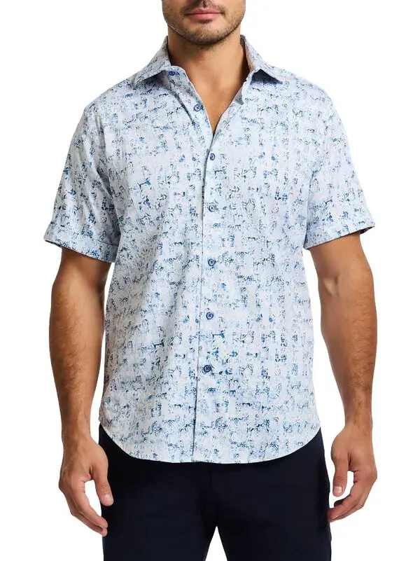 ROBERT GRAHAM BY DXL Big & Tall Mamemko Sport Shirt - Blue