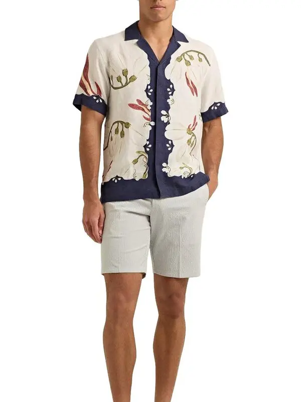 Orlebar Brown Norwich Seersucker Tailored-fit Shorts - Wave Blue/white Sand Stripe