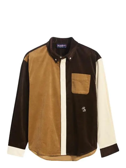 ROWING BLAZERS Relaxed Franklin Colorblock Stretch Corduroy Button-down Shirt - Brown