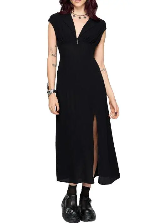 DISTURBIA Kirya Tie-back Midi Dress - Black