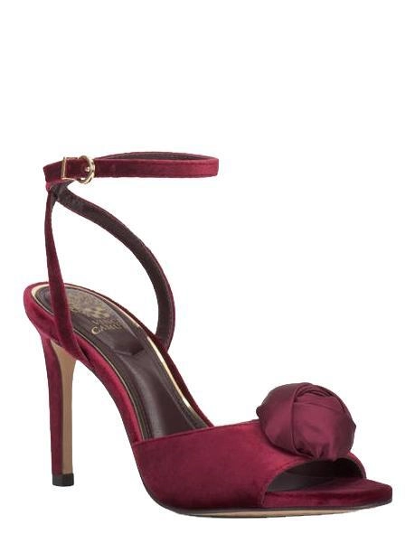 Vince Camuto Aisven Rosette Ankle Strap Stiletto Sandals - Rich Petit
