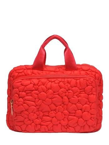 URBAN ESSENTIALS Petal Plush Nylon Travel Organizer With Quilted Floral Pattern - Red