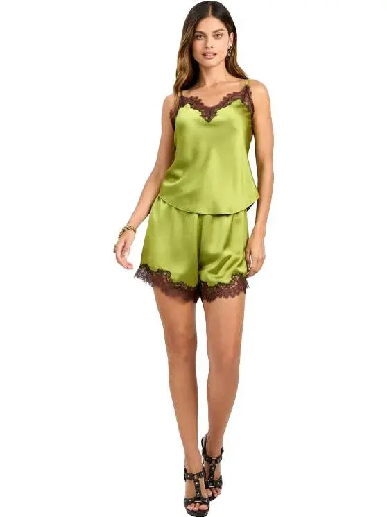 Trina Turk Amoira Lace-trimmed Satin Camisole - Dark Fennel