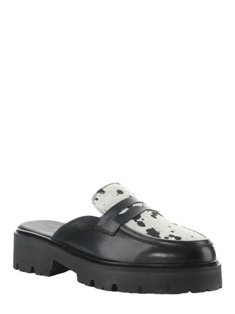 BOS. & CO. Brill Leather Loafer Mule - Black/white