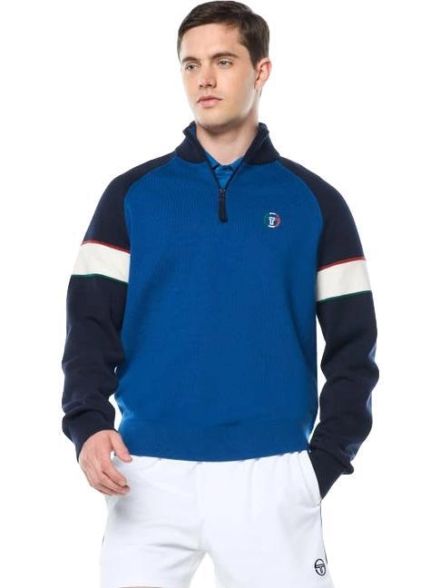 SERGIO TACCHINI Tricolore Quarter-zip Sweater - Maritime Blue