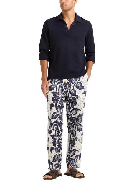 Orlebar Brown Alex Relaxed Fit Printed Linen Trousers - Night Iris