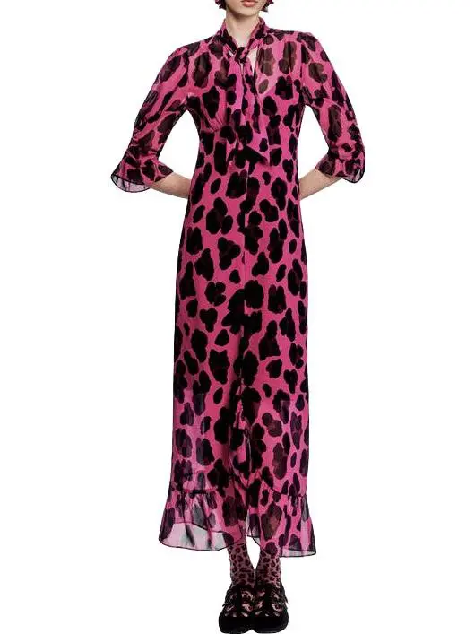 Anna Sui Jewel Jaguar Chiffon Maxi Dress - Ruby