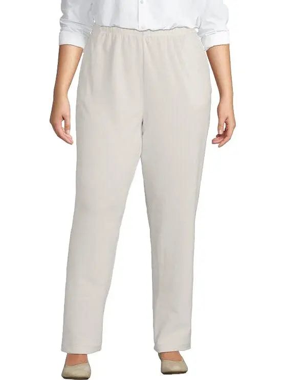 LANDS' END Sport Knit High Rise Corduroy Pants - Ivory
