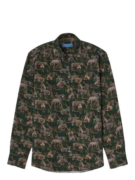 Robert Talbott Reynolds Printed Ca-moo-flage Shirt - Olive