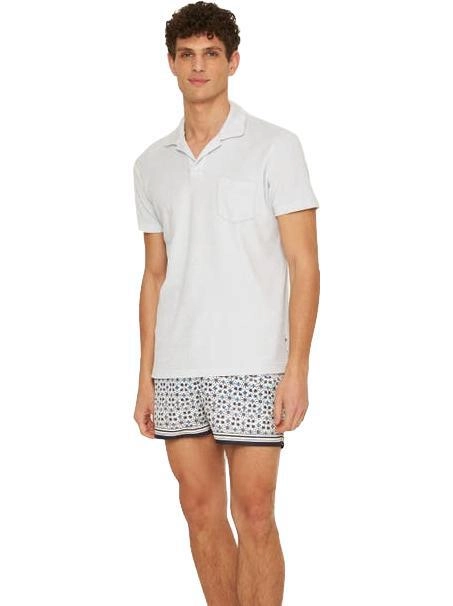 Orlebar Brown Terry Towelling Tailored Fit Towelling Polo Shirt - Light Sky Pool