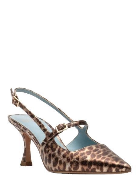 FRANCES VALENTINE Vivi Metallic Leopard Print Kitten Heel Pumps - Brown Multi
