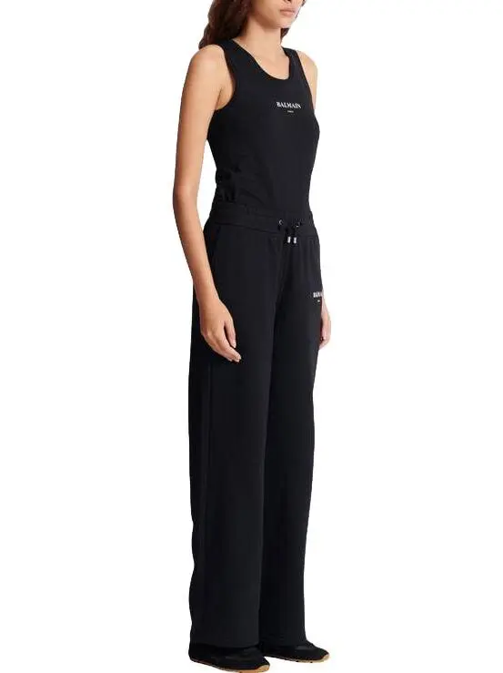 Balmain Printed Jersey Relaxed Fit Drawstring Joggers - Black