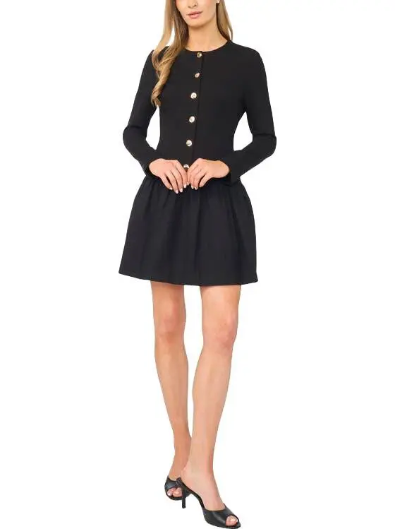 Ted Baker London Ponte Mini Dress With Combo Ruffle Hem - Rich Black