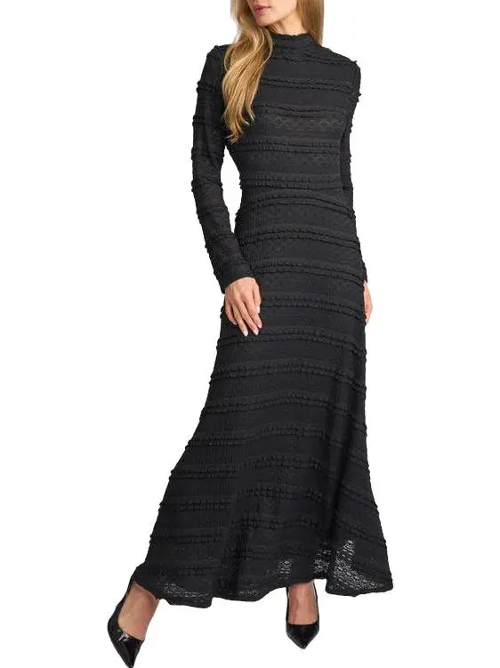 Ted Baker London Thea Ruffle Mock Neck Maxi Dress - Rich Black