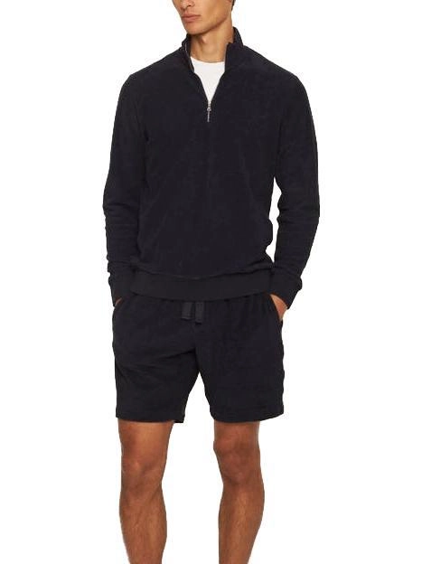 Orlebar Brown Terrycloth Half-zip Sweatshirt - Night Iris