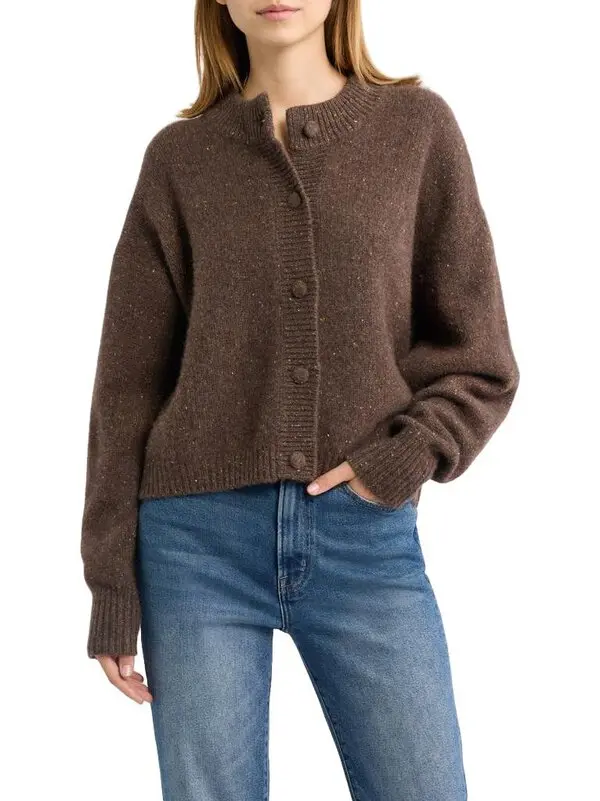 FRAME Flecked Wool-cashmere Cardigan - Brown