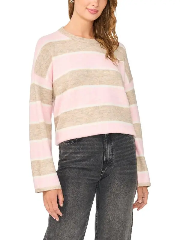 Vince Camuto Striped Crewneck Sweater - Malted