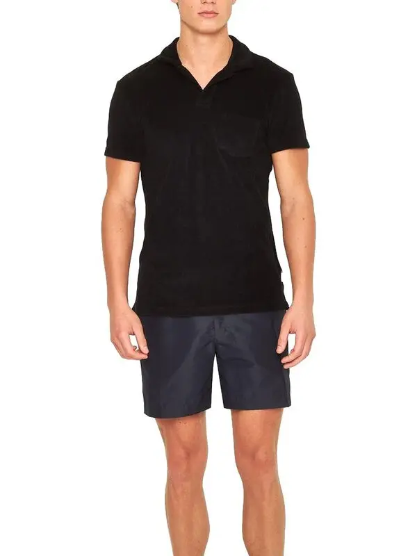 Orlebar Brown Terry Towelling Tailored Fit Towelling Polo Shirt - Black