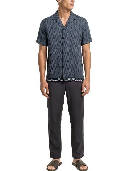 Orlebar Brown Maitan Silk Printed Silk Shirt - Night Iris