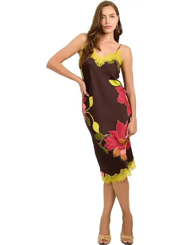 Trina Turk Caramia Print Satin Georgette Midi Dress - Sera
