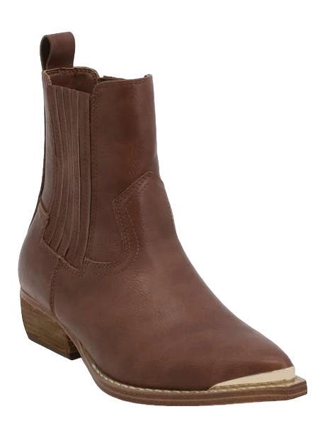 Mia Radly Faux Leather Chelsea Boots With Metallic Toe Rand - Brown