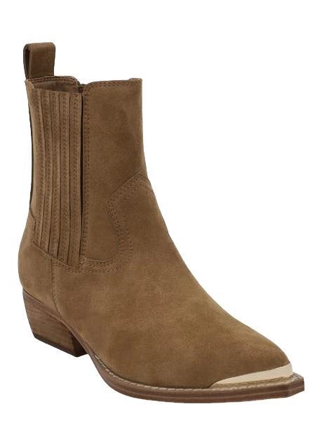 Mia Radly Faux Leather Chelsea Boots With Metallic Toe Rand - Tan