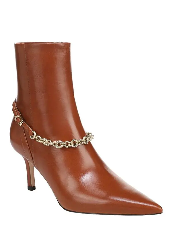 FAVORITE DAUGHTER Tate Pointed Toe Bootie With Chain Detail - Gingerbread