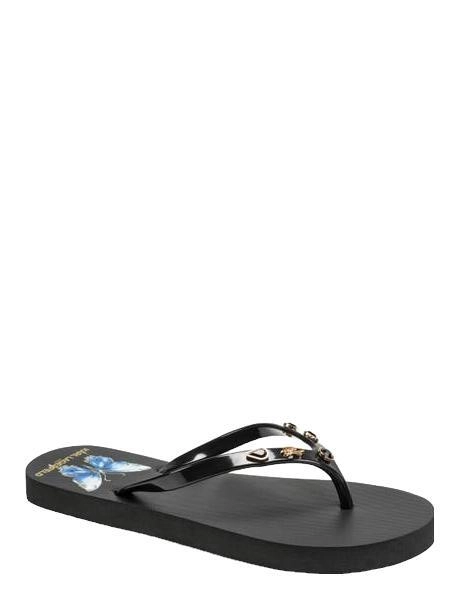 Karl Lagerfeld Paris Graphic Butterfly Embellished Flip Flop - Black