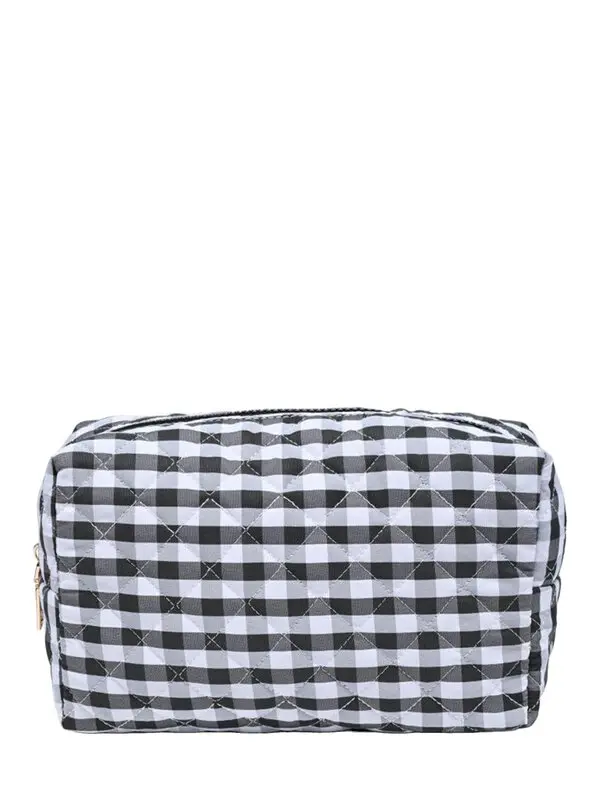 URBAN ESSENTIALS Check Mate Quilted Gingham Cosmetic Pouch - Black