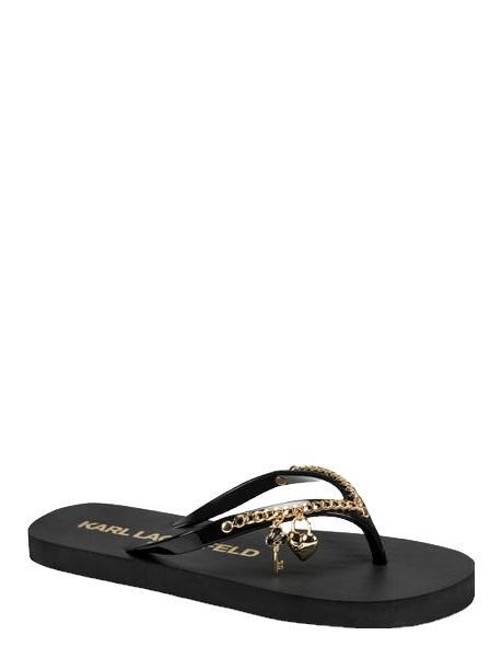 Karl Lagerfeld Paris Zemira Chain Detail Flip Flop - Black