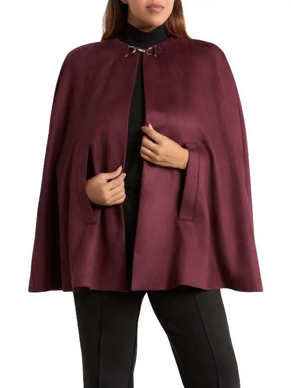 Anne Klein Faux Suede Longline Cape With Bit-buckle Closure - Barolo