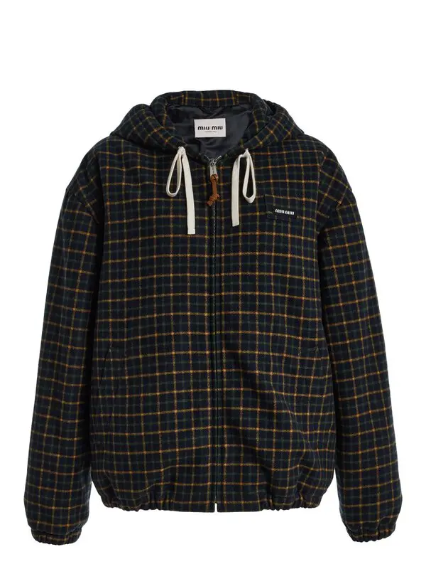 Miu Miu Plaid Wool-blend Hooded Jacket - Multi