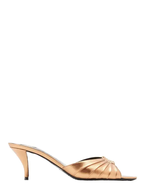 Saint Laurent Metallic Leather Mules - Bronze
