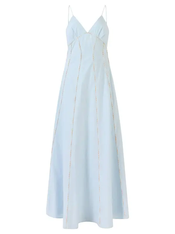 Rosie Assoulin Cotton Poplin Maxi Dress - Blue