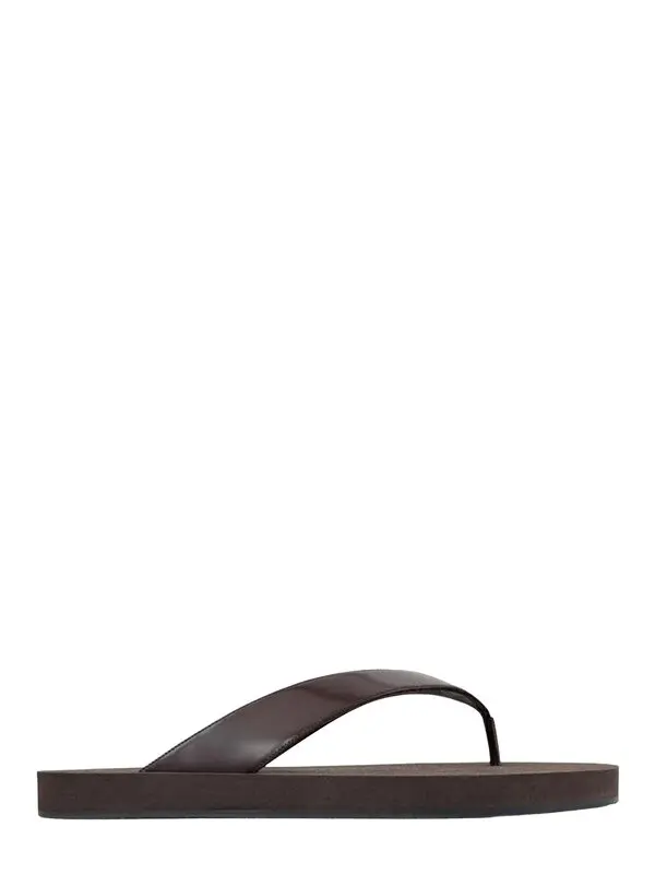 NEOUS Spazzolato Leather Thong Sandals - Brown