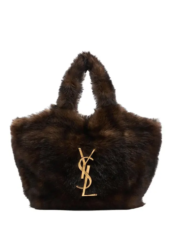 Saint Laurent Icare Maxi Shearling Shopping Tote - Brown