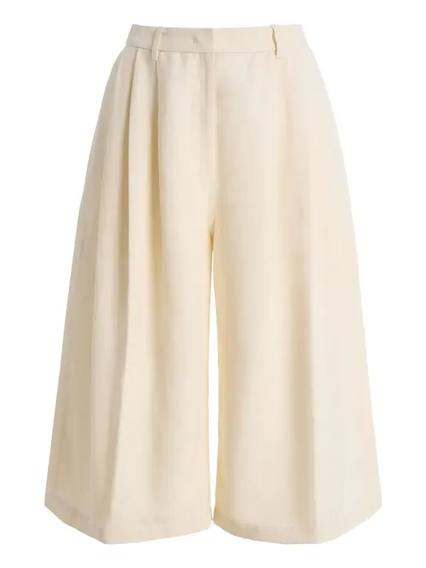 Co Pleated Linen Culottes - Ivory