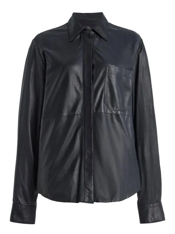 TWP Leather Shirt - Navy