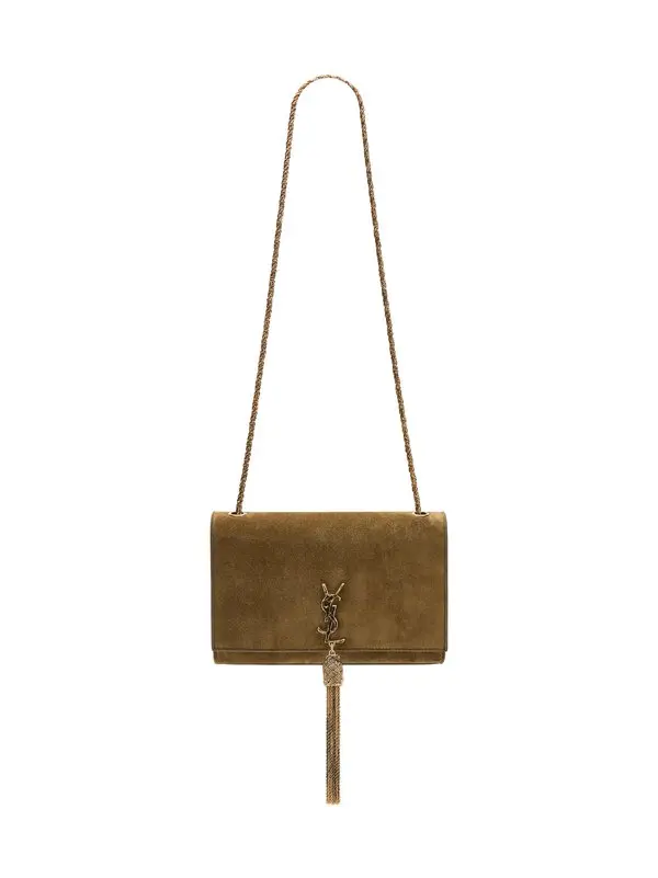 Saint Laurent Kate Tassel Suede Bag - Green
