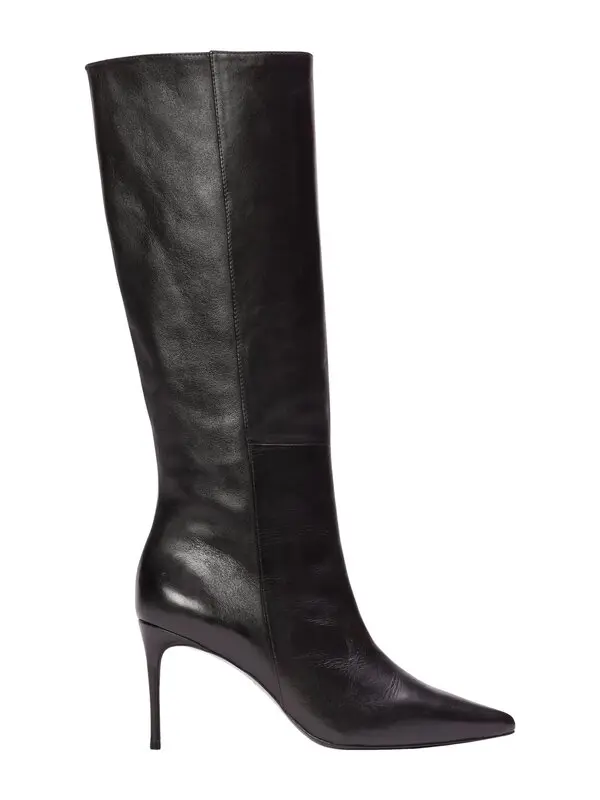 BLACK SUEDE STUDIO Kath Knee High Pointed Toe Stiletto Heel Boots - Black