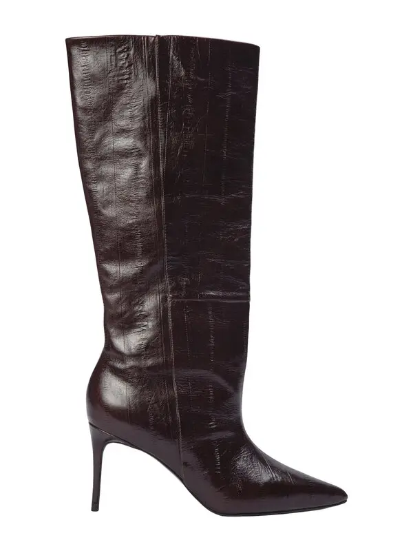 BLACK SUEDE STUDIO Kath Knee High Pointed Toe Stiletto Heel Boots - Brown