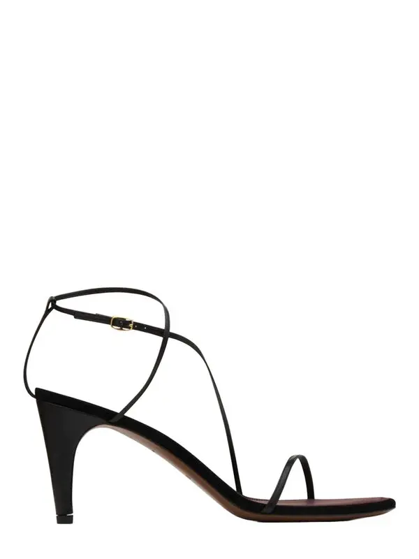 NEOUS Chamu Leather Sandals With Sculpted Heel - Black