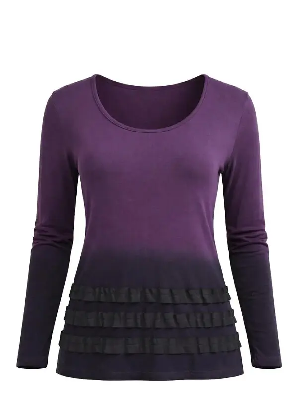 CONQUISTA Long-sleeve Top With Ruffle Detail - Purple