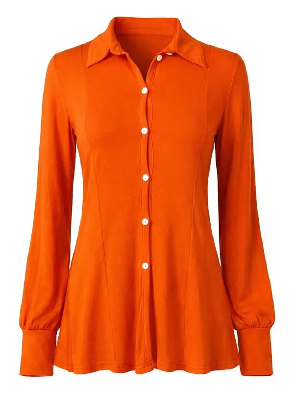 CONQUISTA Long-sleeve Collared Shirt - Orange