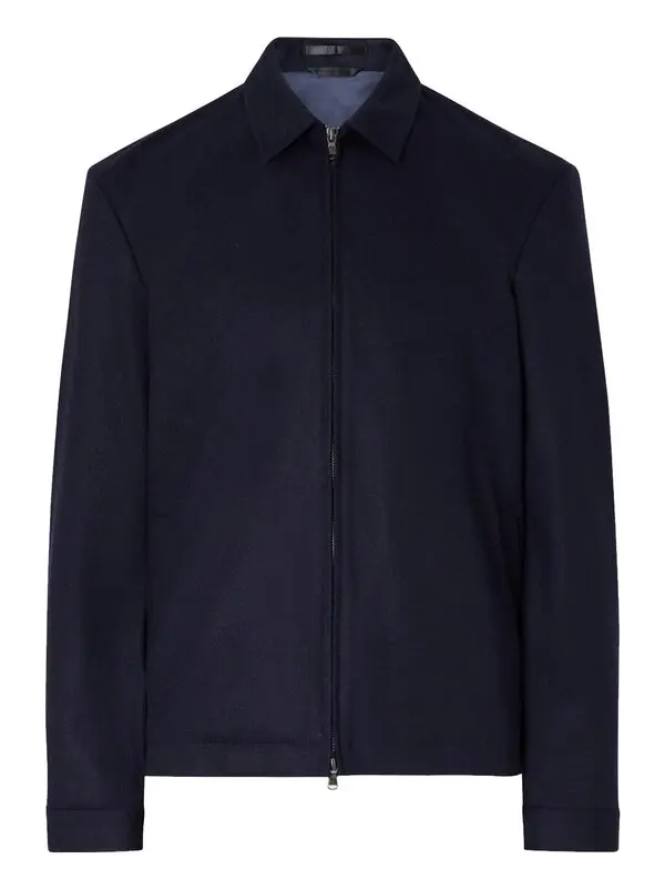 Sunspel Boiled Wool Bomber Jacket - Blue