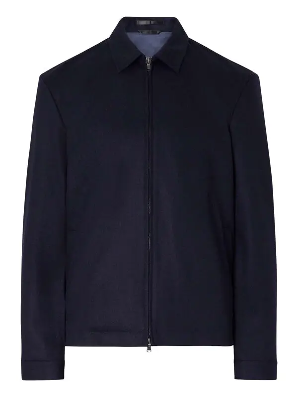 Sunspel Boiled Wool Bomber Jacket - Navy