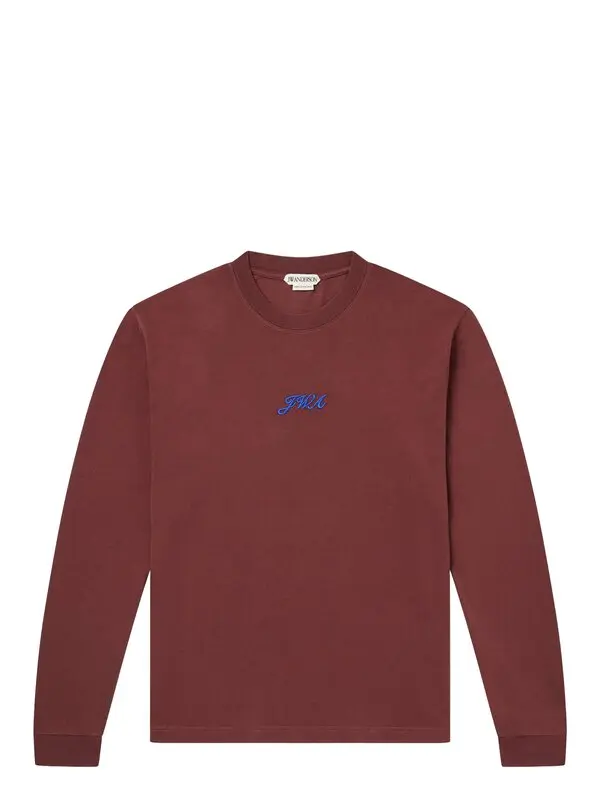 JW Anderson Logo-embroidered Cotton-jersey T-shirt - Plum