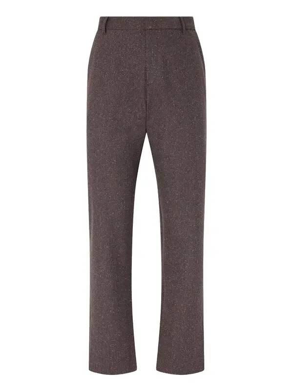 Sunspel Straight-leg Wool And Silk-blend Donegal Tweed Trousers - Brown