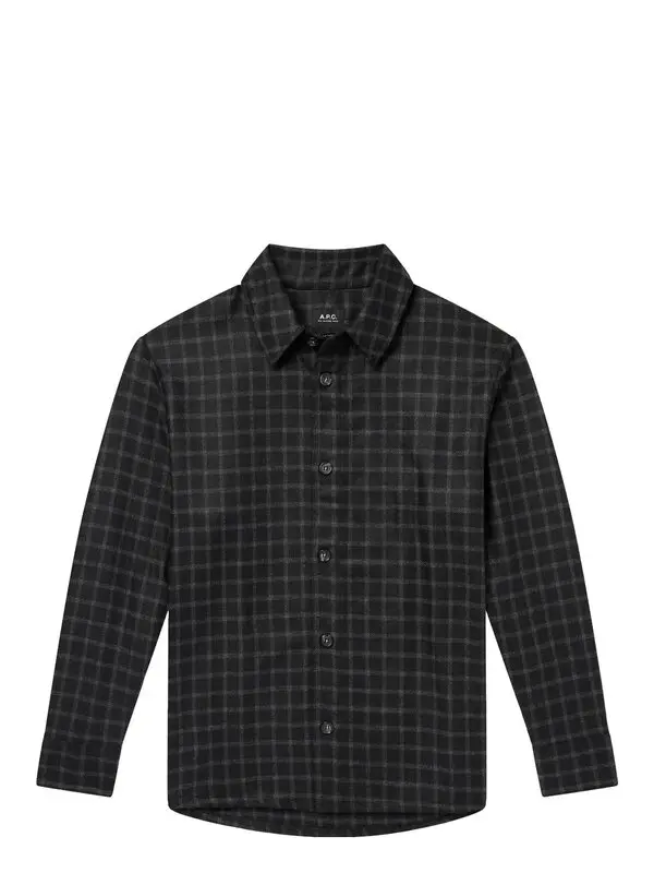 A.p.c. Bobby Checked Wool-blend Twill Shirt - Black